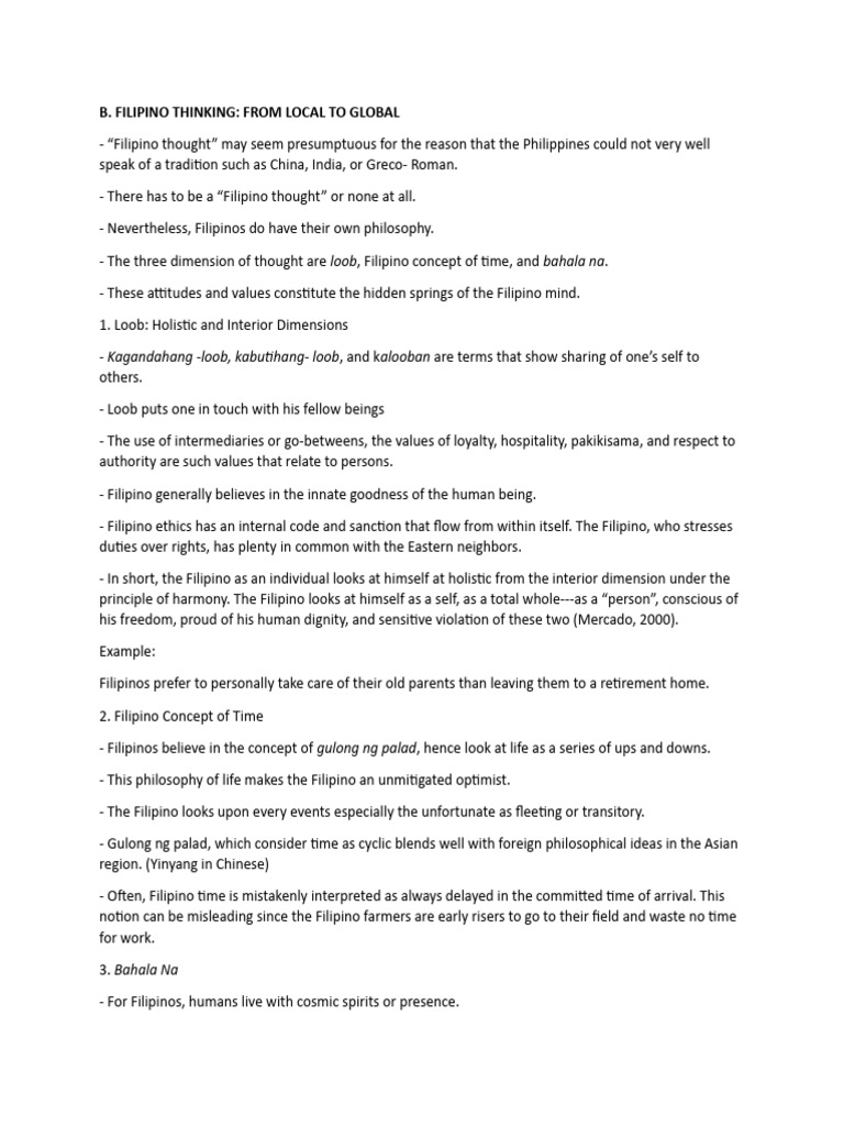 B. Filipino Thinking | PDF | Philippines | Philosophical Theories