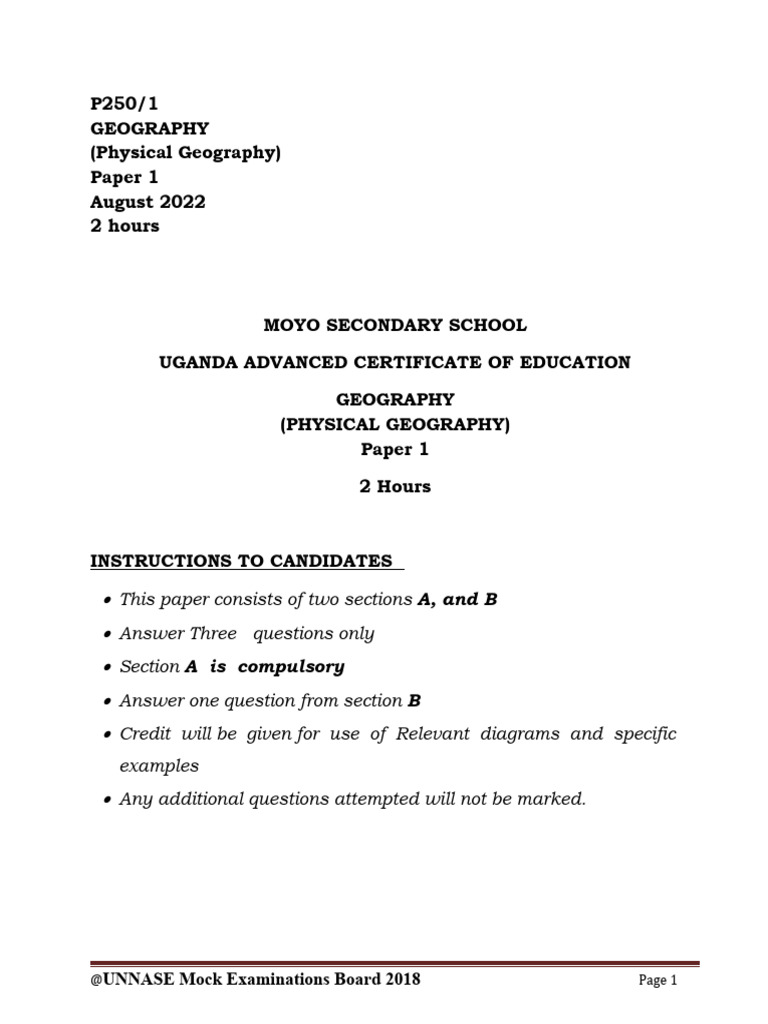 Geo Paper 1 Uace Edit | PDF | Map | Earth Sciences