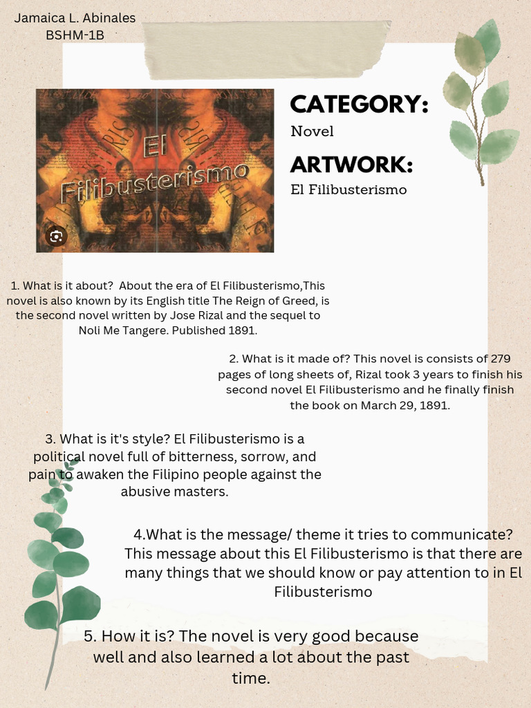 El Filibusterismo: A Political Novel | PDF | History | Classics