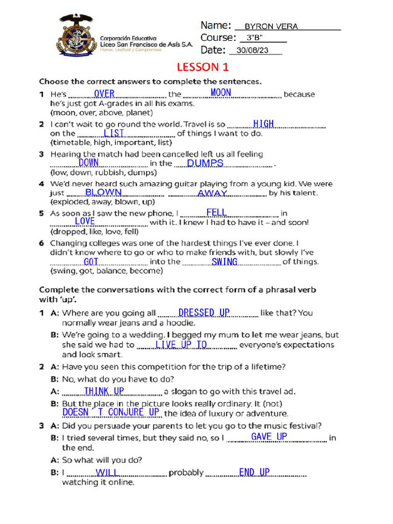 Vocabulary Lesson 1 | PDF