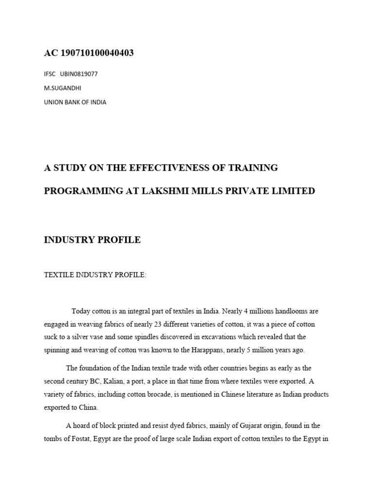 Report Training Program | PDF | Textiles | Cotton