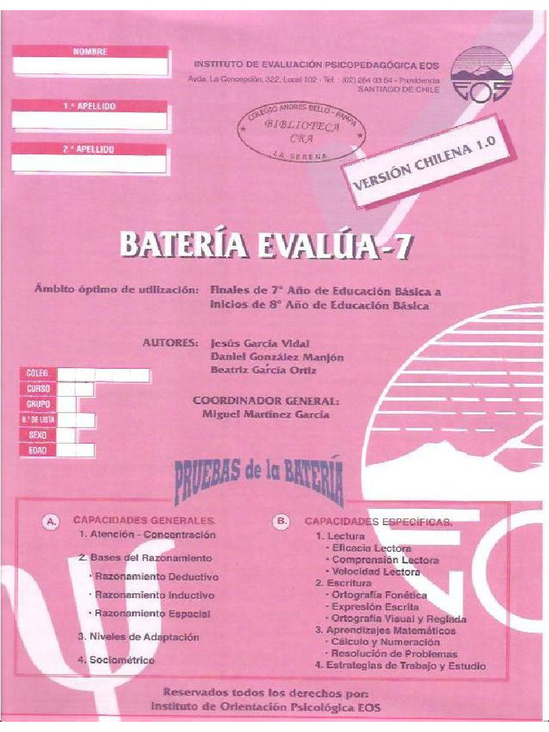 Evalúa 7 Cuadernillo | PDF