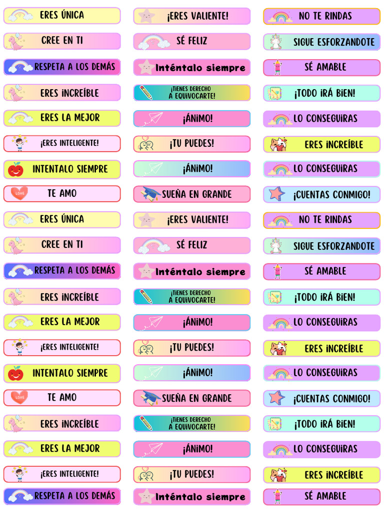 Stickers Motivacionales para Niños | PDF | Relaciones personales ...