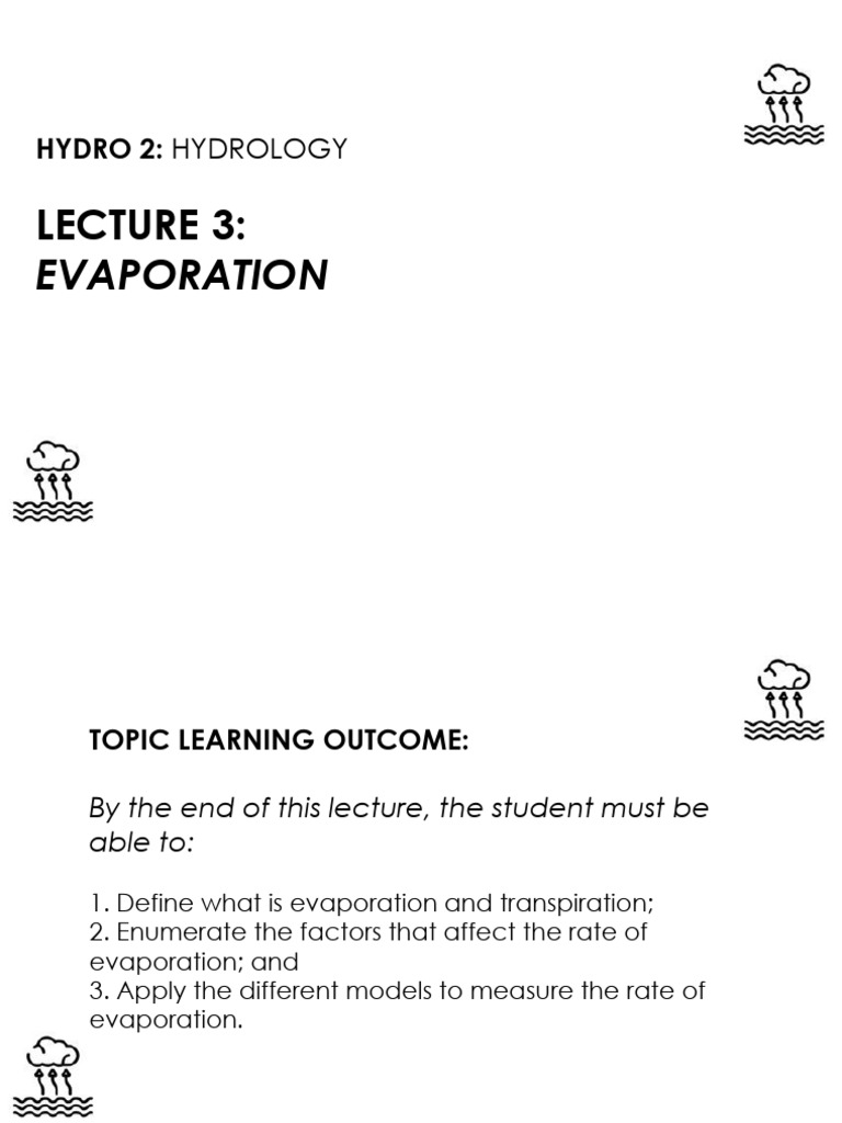 Hydro 2 Evaporation Lecture | PDF | Evaporation | Evapotranspiration