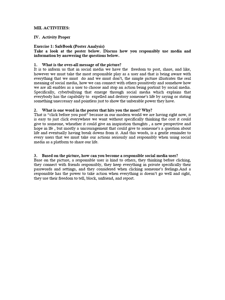 MIL ACTIVITIES ASSIGNMENT - PDF 2 | PDF | Social Media | Popular Culture & Media Studies