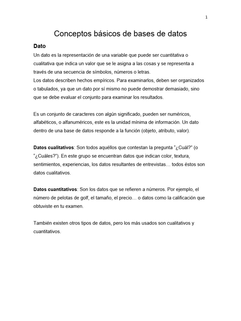 Conceptos Básicos de Bases de Datos | PDF | Bases de datos | No Sql