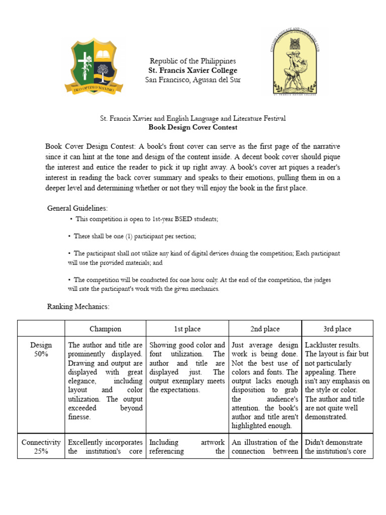 Book Cover Design Contest Guidelines | PDF | Books | Human Communication