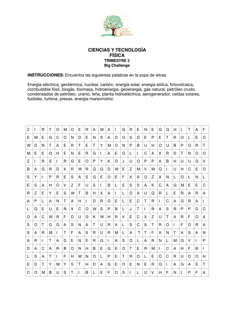 Sopa de Letras Big Challenge T2 | PDF | Combustibles fósiles | Recursos ...