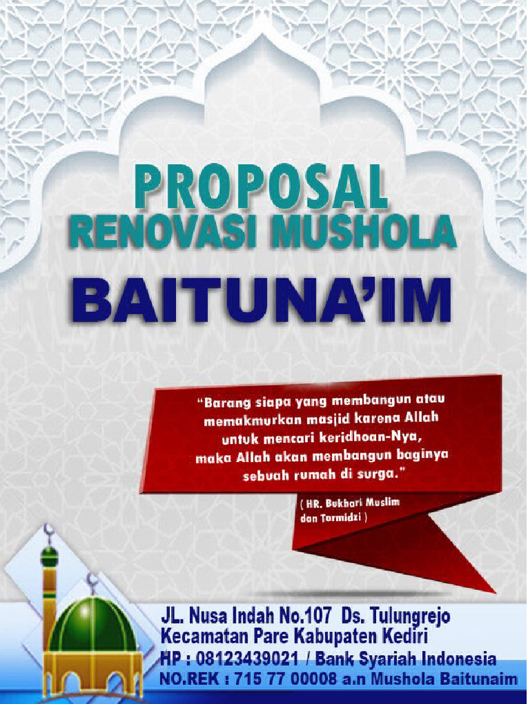 Proposal Dana Pembangunan Mushola Baitunaim | PDF