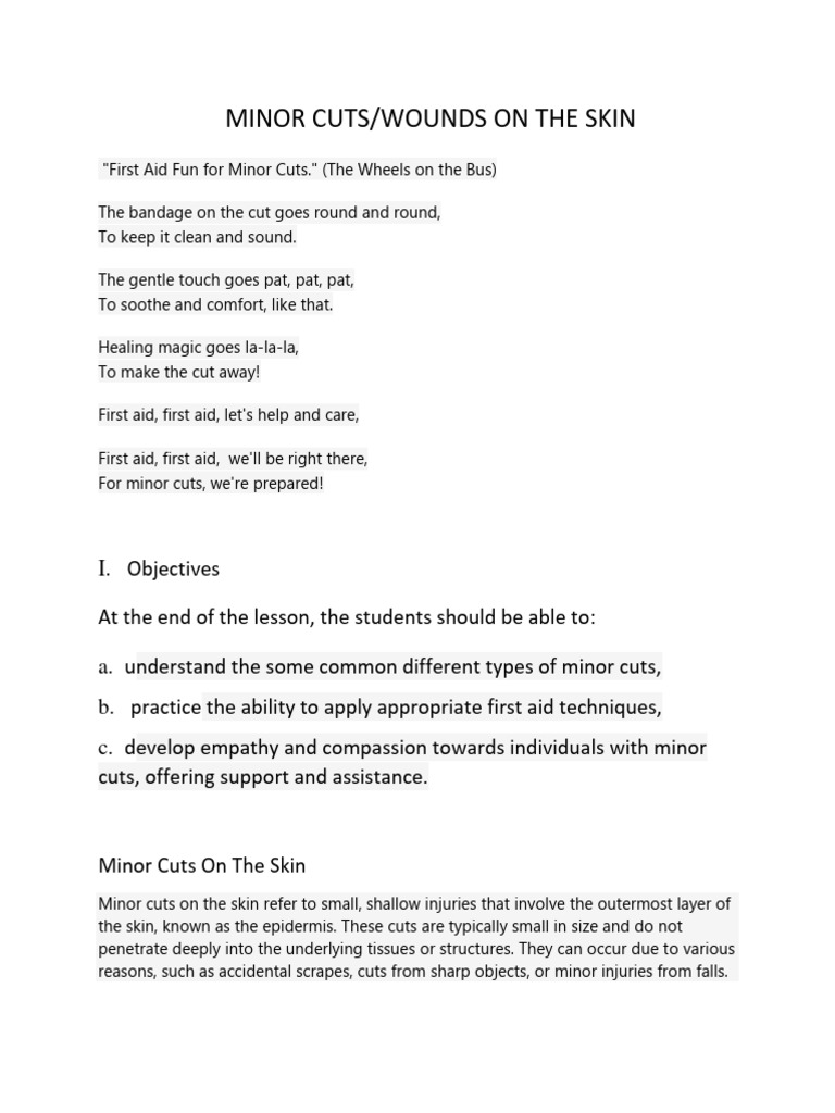 Minor Cuts | PDF | Wound | Clinical Medicine