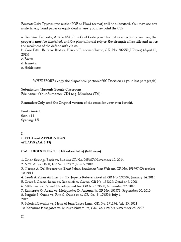 Civil Law Case Digests - Final | PDF | Intestacy | Private Law