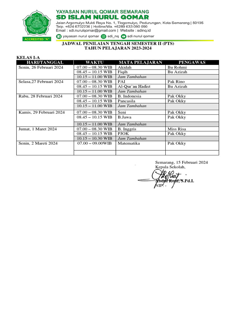 Jadwal PTS II 2023 2024 | PDF