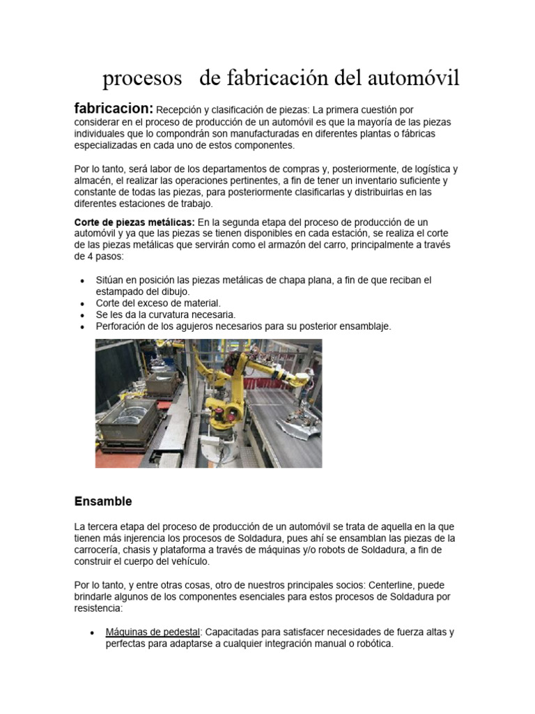 Proceso de Fabricacion Del Automovil 6to | PDF | Soldadura | Construcción