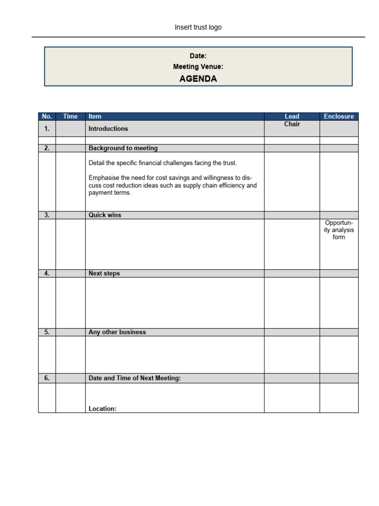Annex 5 Supplier Meeting Agenda Template | PDF