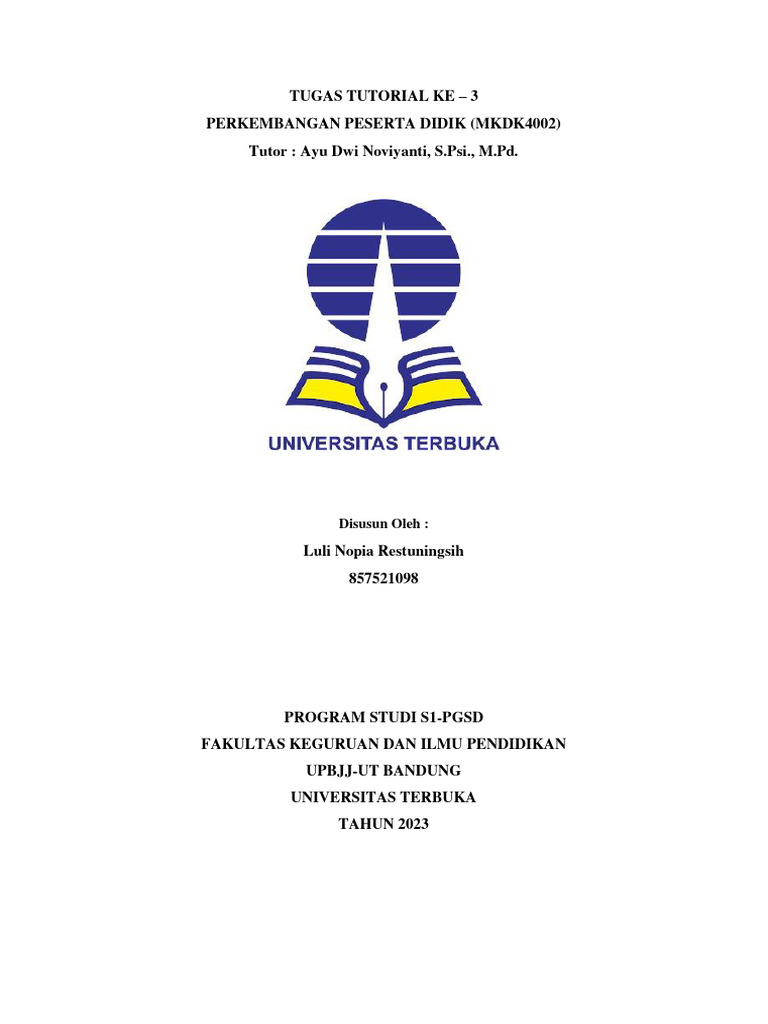 Tugas Tutorial 3 - Perkembangan Peserta Didik - Luli Nopia Restuningsih | PDF