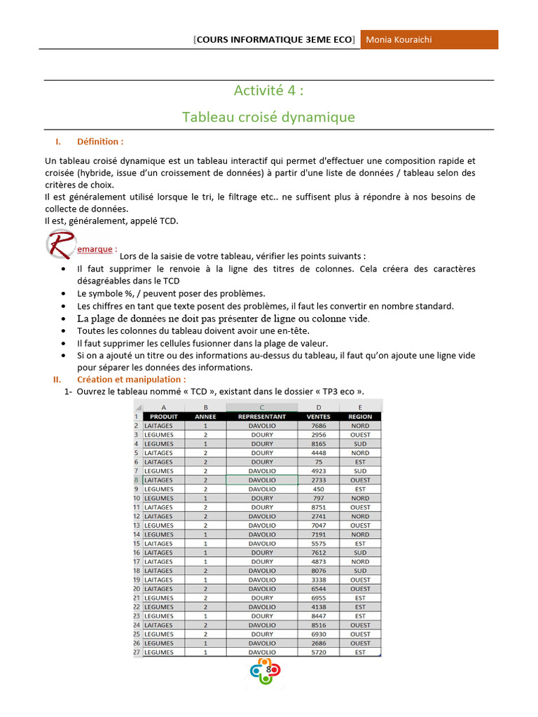 Création et manipulation de TCD Excel | PDF | Informatique | Informatique
