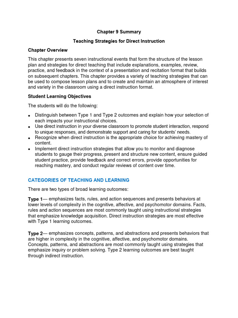 Chapter 9 Summary | PDF | Learning | Teachers