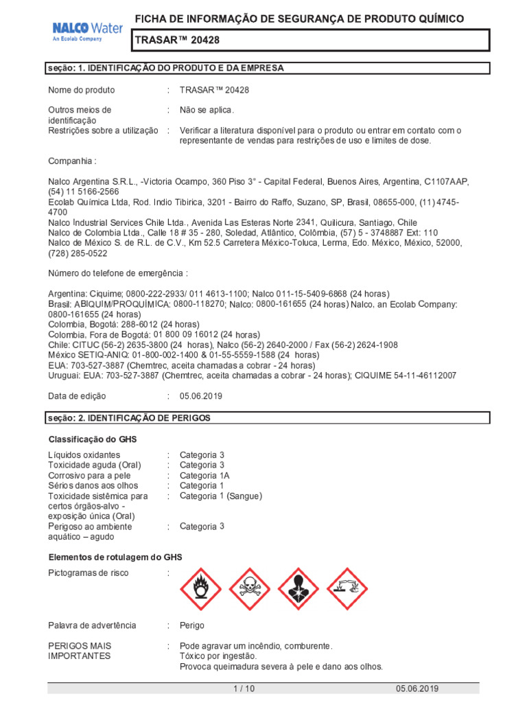 FISPQ 20428 Trasar 20428 | PDF