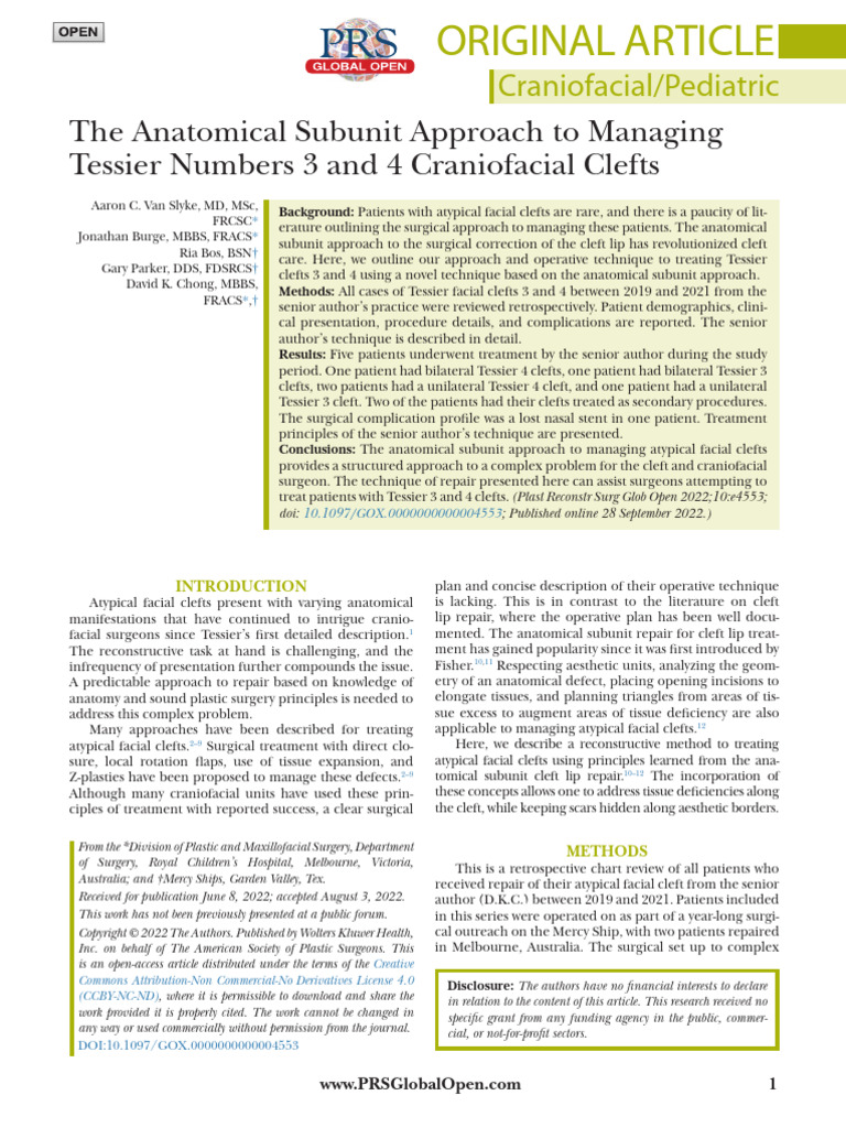 The Anatomical Subunit Approach To Managing Tessie | PDF | Plastic ...