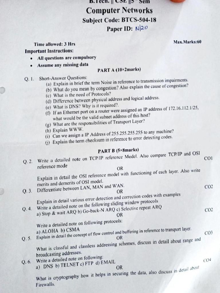 Computer Networks Q-Papers | PDF
