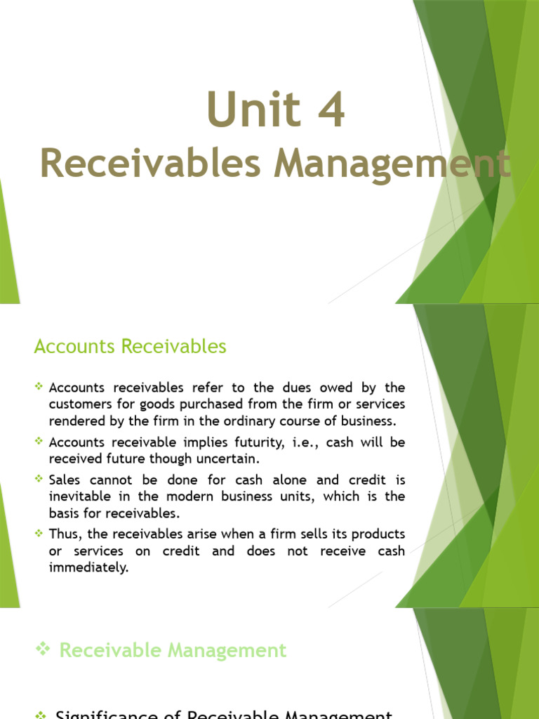 Unit 4 Receivables - Management | PDF | Debt | Credit