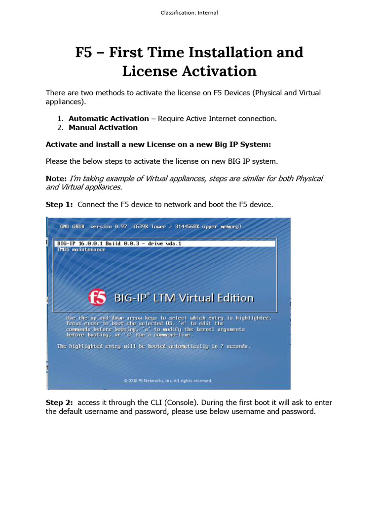 F5 - First Time Installation and License Activation: Activate and ...
