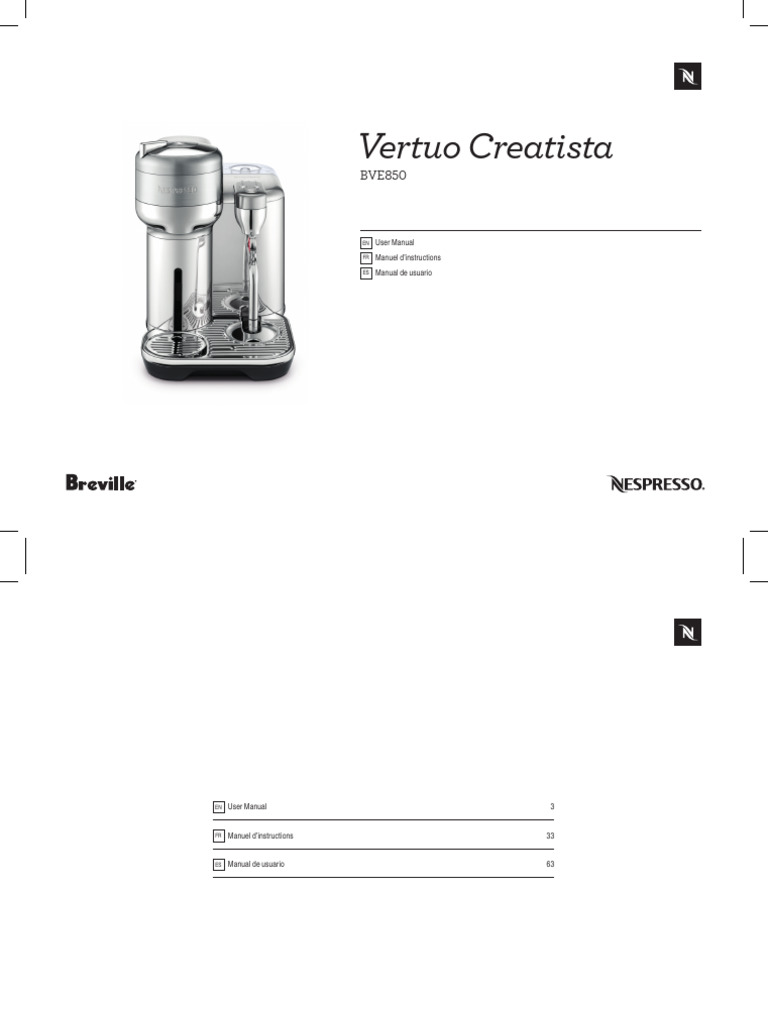 Vertuo Creatista User Manual | PDF | Drink | Coffee