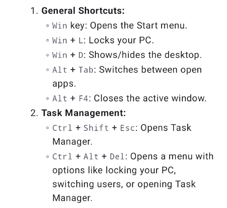 Windows Management Short Keys | PDF