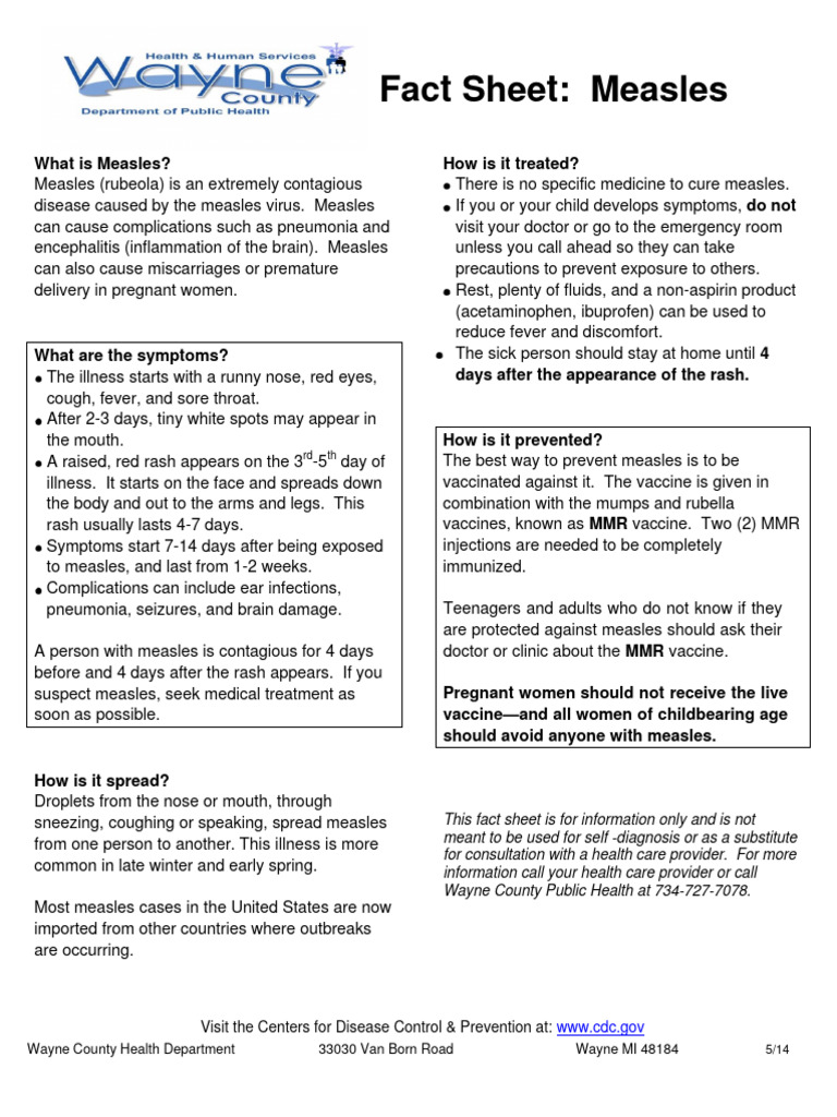 Measles Fact Sheet | Download Free PDF | Measles | Pediatrics