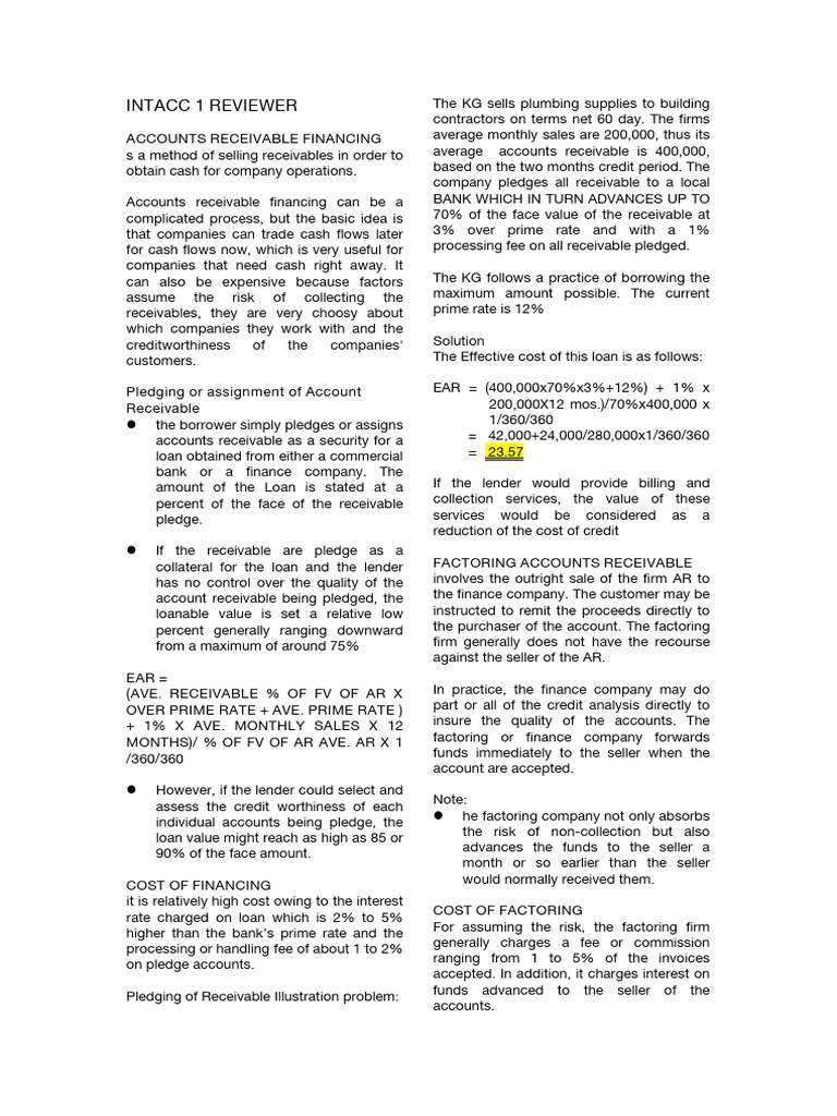 Intacc 1 Reviewer Finals | PDF | Investing | Debits And Credits