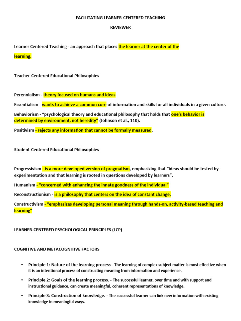 Facilitating Learner Reviewer | PDF | Learning | Psychological Concepts Facilitating Learner Reviewer | PDF | Learning | Psychological Concepts