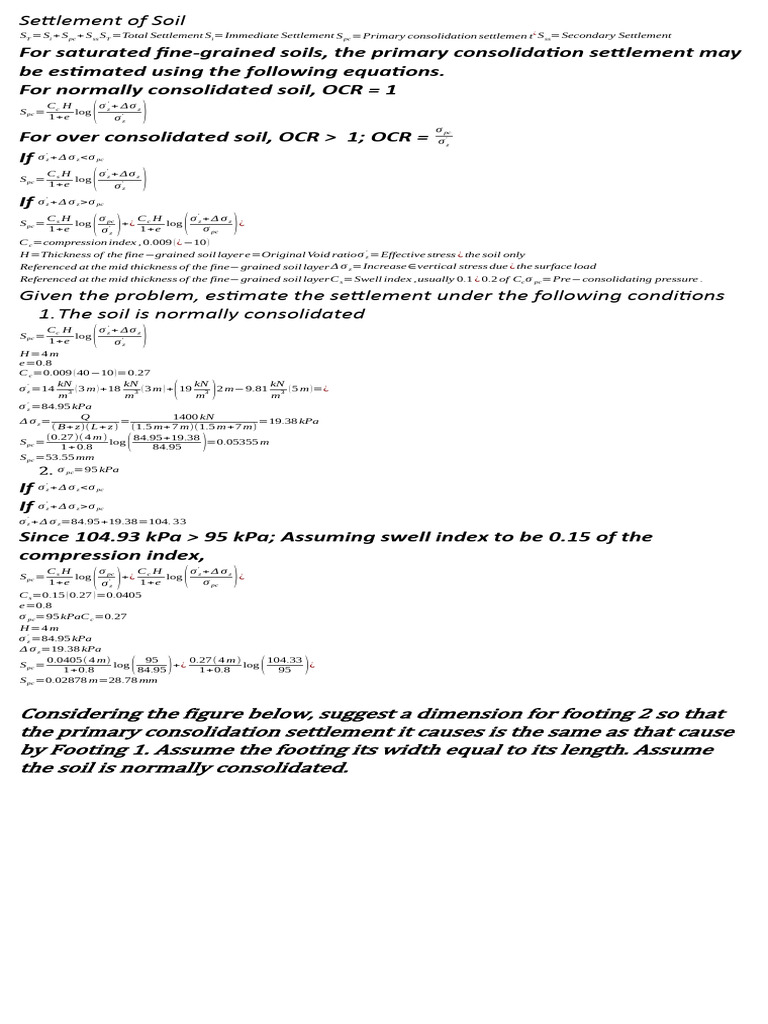 Settlement of Soi1 | PDF | Civil Engineering | Physical Sciences