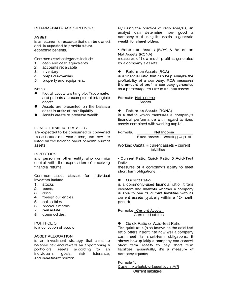 INTERMEDIATE ACCOUNTING 1 Reviewer | PDF | Factoring (Finance) | Investing