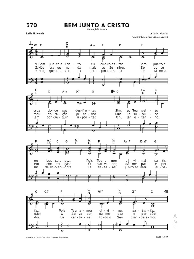 Bem Junto A Cristo (370) - Hinário Novo - Partitura | PDF