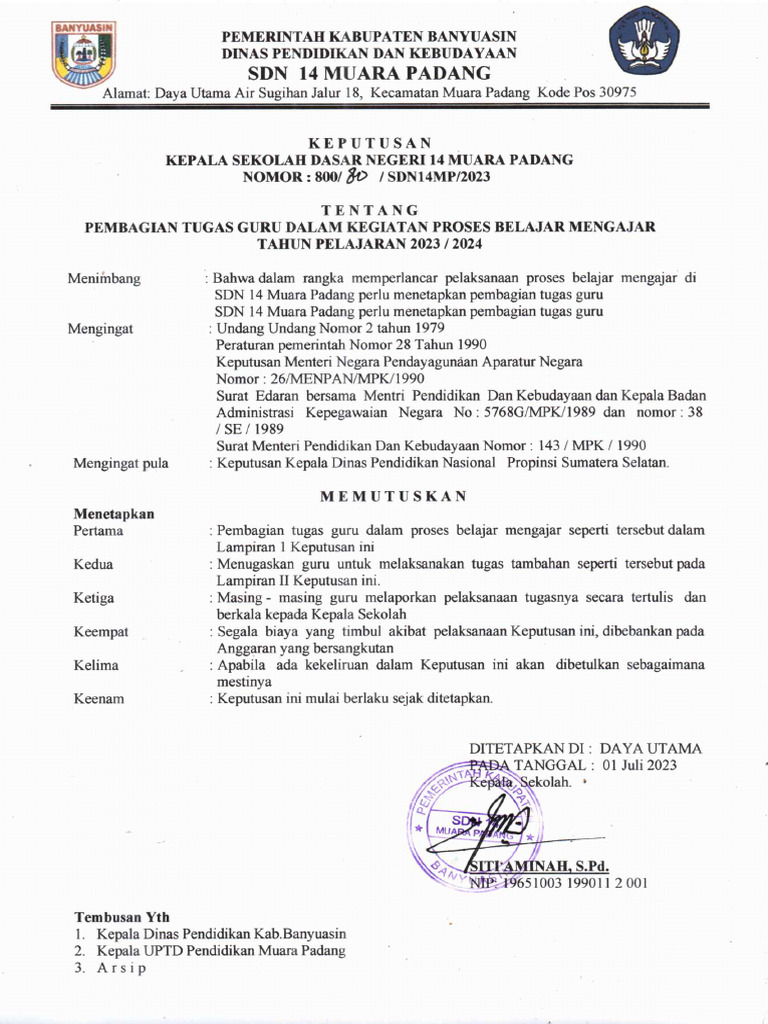 SK Pembgian Tugas | PDF