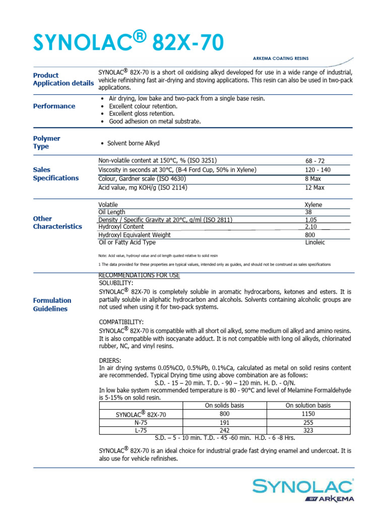 TDS AlKyd Resin | Download Free PDF | Chemical Compounds | Physical ...