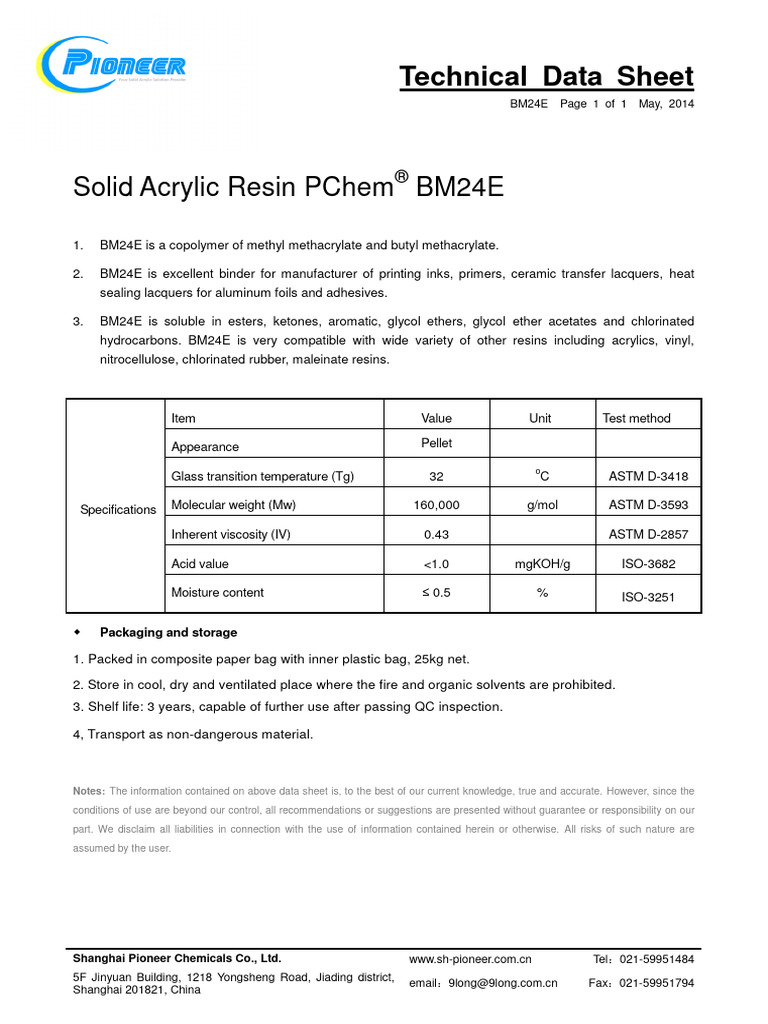 TDS ACRILIC Resin | PDF | Poly(Methyl Methacrylate) | Organic Chemistry