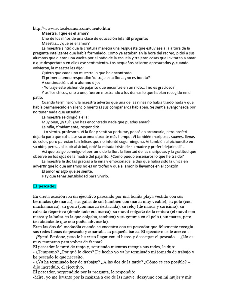 Cuentos Para Reflexionar Pdf Café Amor