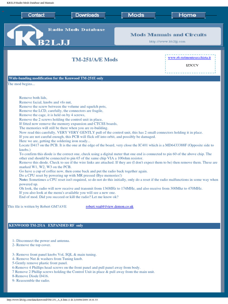 TM-251/A/E Mods: Wide-Banding Modification For The Kenwood TM-251E Only | PDF | Printed Circuit ...