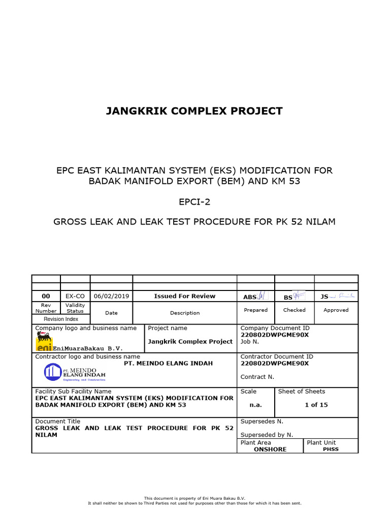 220802DWPGME90X Groos Leak and Leak Test Procedure For PK52 Rev - 00 ...
