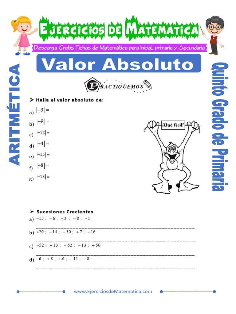 Actividades de Valor Absoluto para Quinto de Primaria | PDF