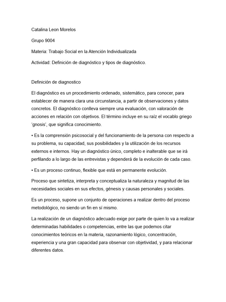 U2.act3 Diagnosticoytiposdediagnostico | PDF | Diagnostico medico | Sicología