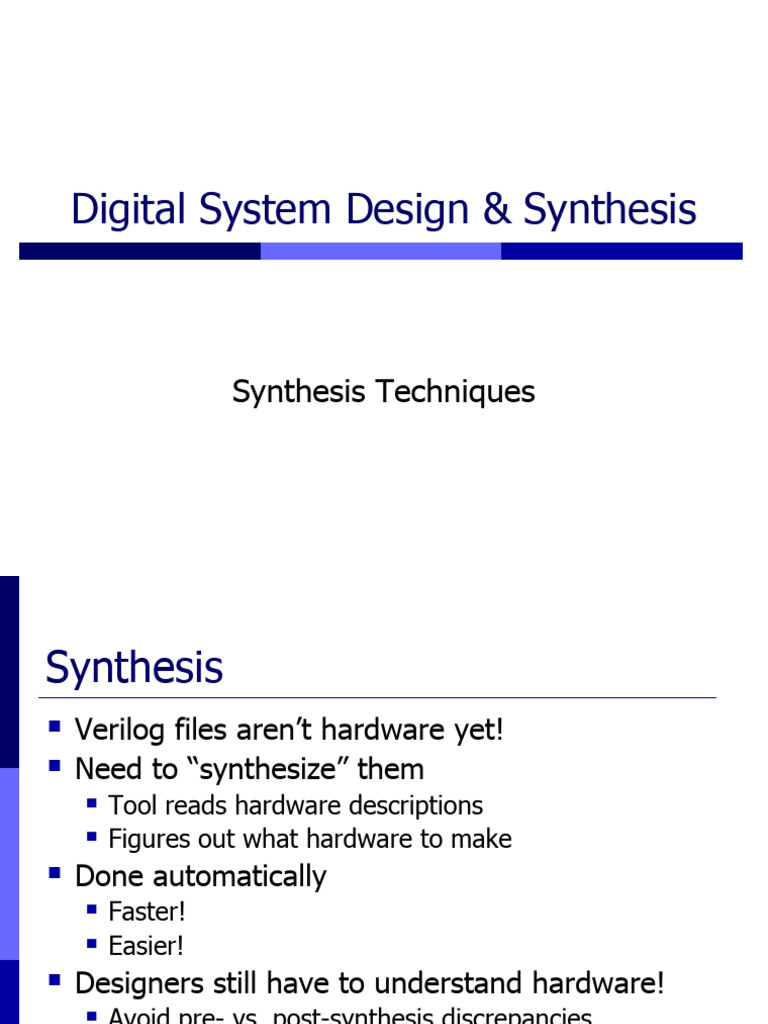 Digital System Design And Synthesis Pdf Hardware Description Language Logic Synthesis