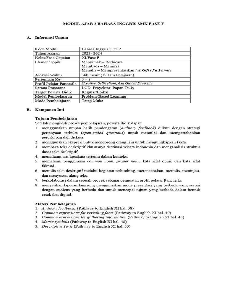 UNIT 2 - MODUL AJAR Pathway To English SMK GRADE XI | PDF