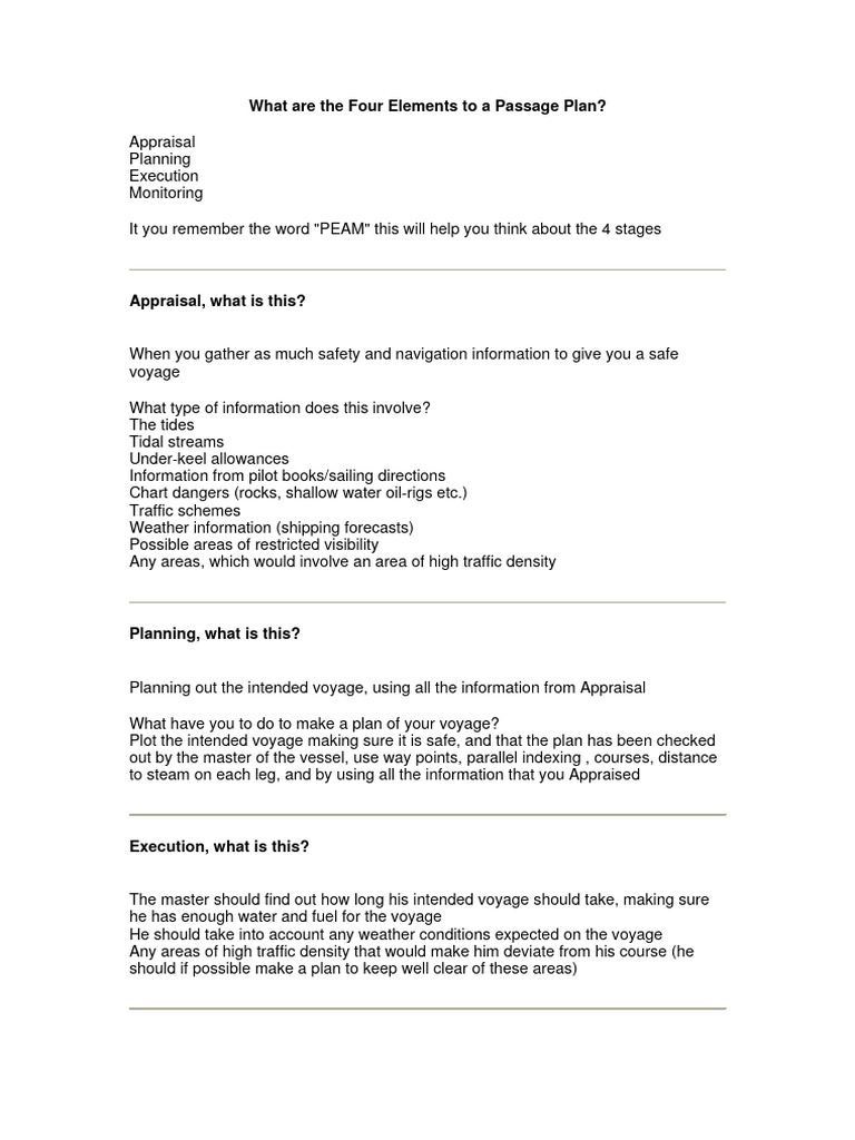 Passage Plan Q & A | PDF | Navigation | Compass
