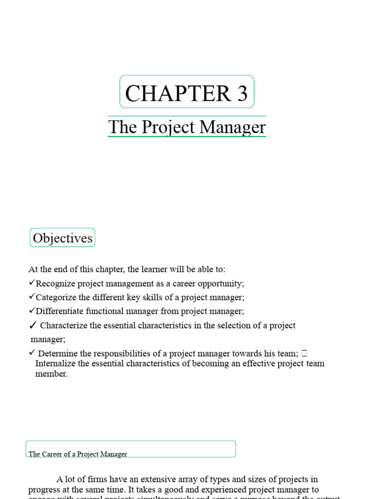 Project Management Chapter 3 | PDF | Leadership | Project Management