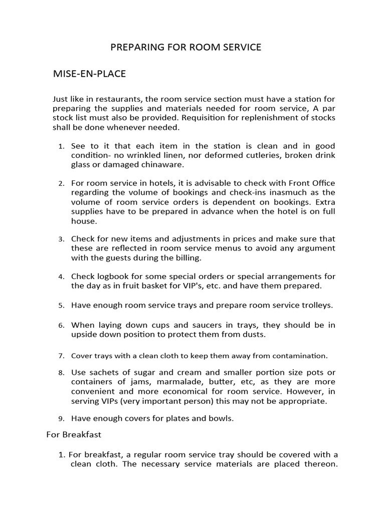 Preparing Mise-En-Place | PDF