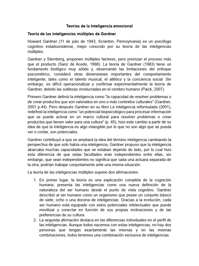 Teorías de La Inteligencia | PDF