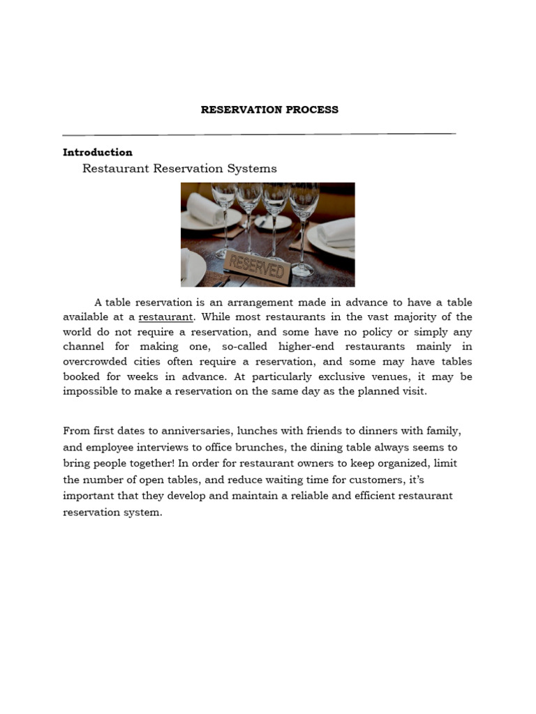 Reservation Process | PDF | Restaurants | Yelp