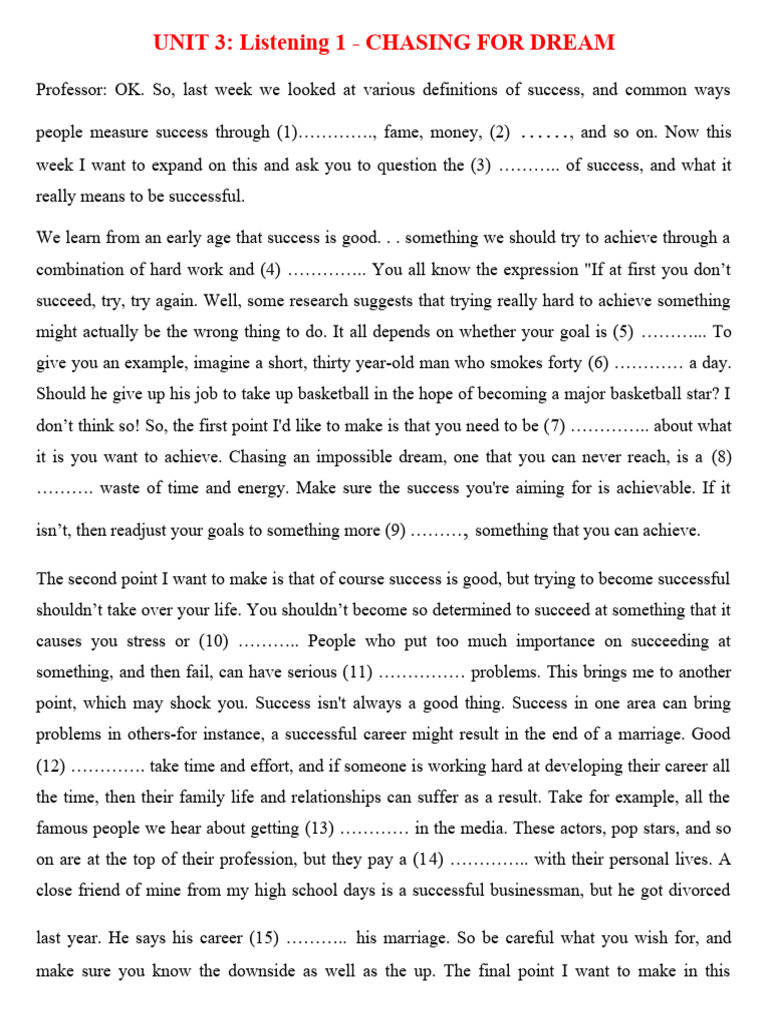 Unit 3 - Listening 1 + Listening 2 | PDF | Games & Activities
